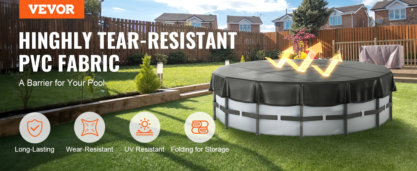 VEVOR 18 Ft Round Pool Cover, Solar Covers for Above Ground Pools ...