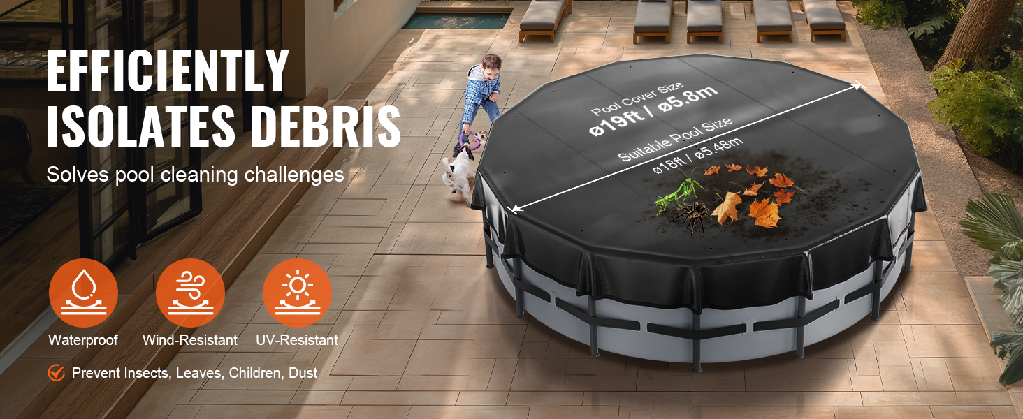 VEVOR 18 Ft Round Pool Cover, Solar Covers for Above Ground Pools ...