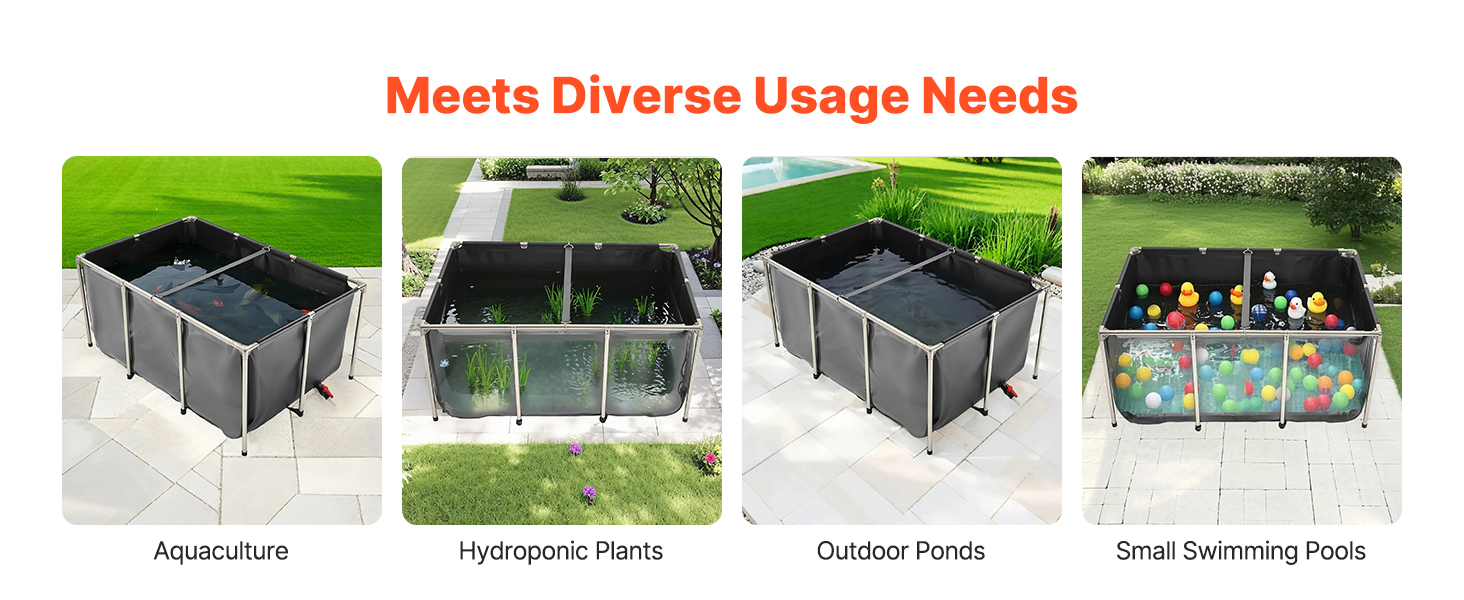 Canvas Fish Pond Above Ground Koi Tank 270 Gal with Clear Viewing Panel ...