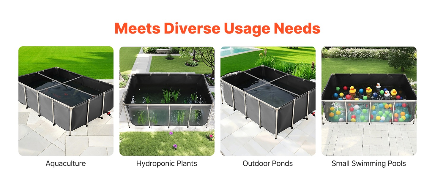 Canvas Fish Pond Above Ground Koi Tank 470 Gal with Clear Viewing Panel ...
