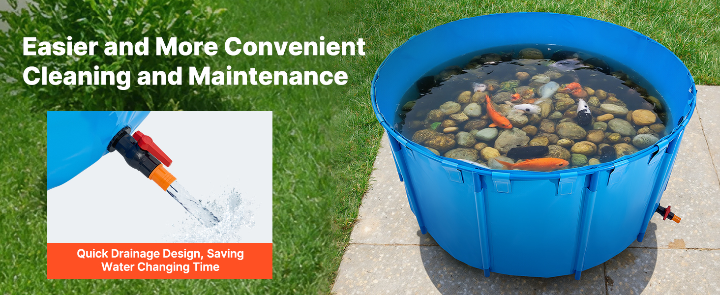 Canvas Fish Pond Above Ground Fish Tank 1320 Gal Round Koi Pond (Blue ...