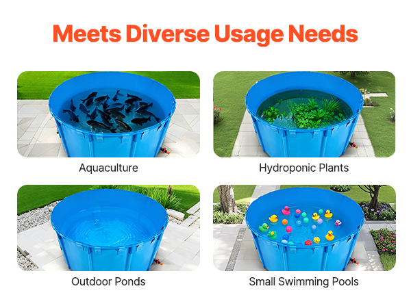 Canvas Fish Pond Above Ground Fish Tank 1320 Gal Round Koi Pond (Blue ...