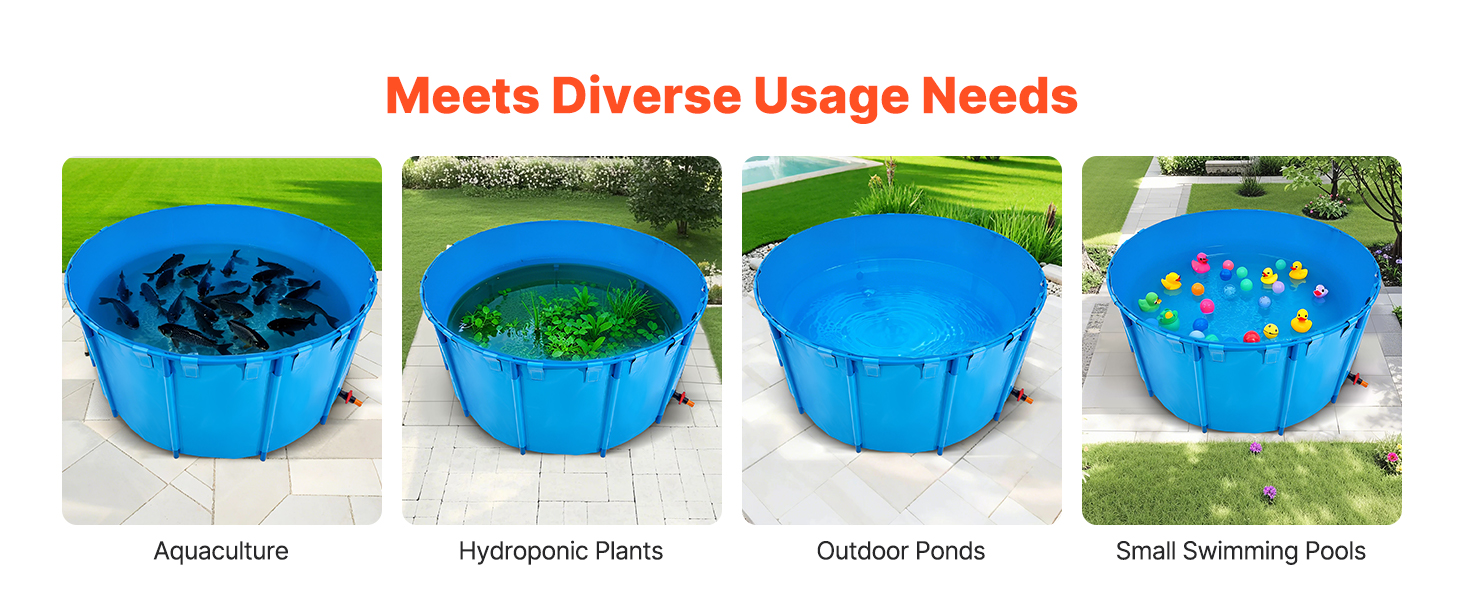 Canvas Fish Pond Above Ground Fish Tank 1320 Gal Round Koi Pond (Blue ...