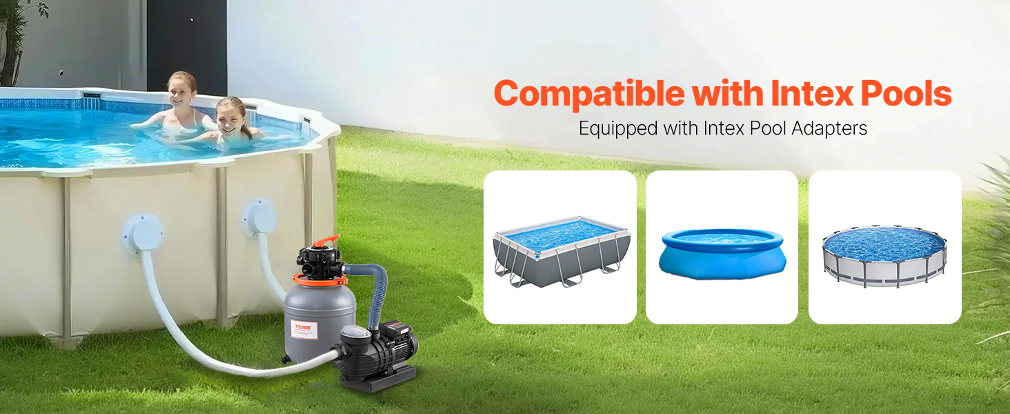 12 in Sand Filter Pump for Above Ground Swimming Pools 1/2 HP 3000 GPH ...