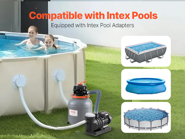 12 in Sand Filter Pump for Above Ground Swimming Pools 1/3 HP 2650 GPH ...