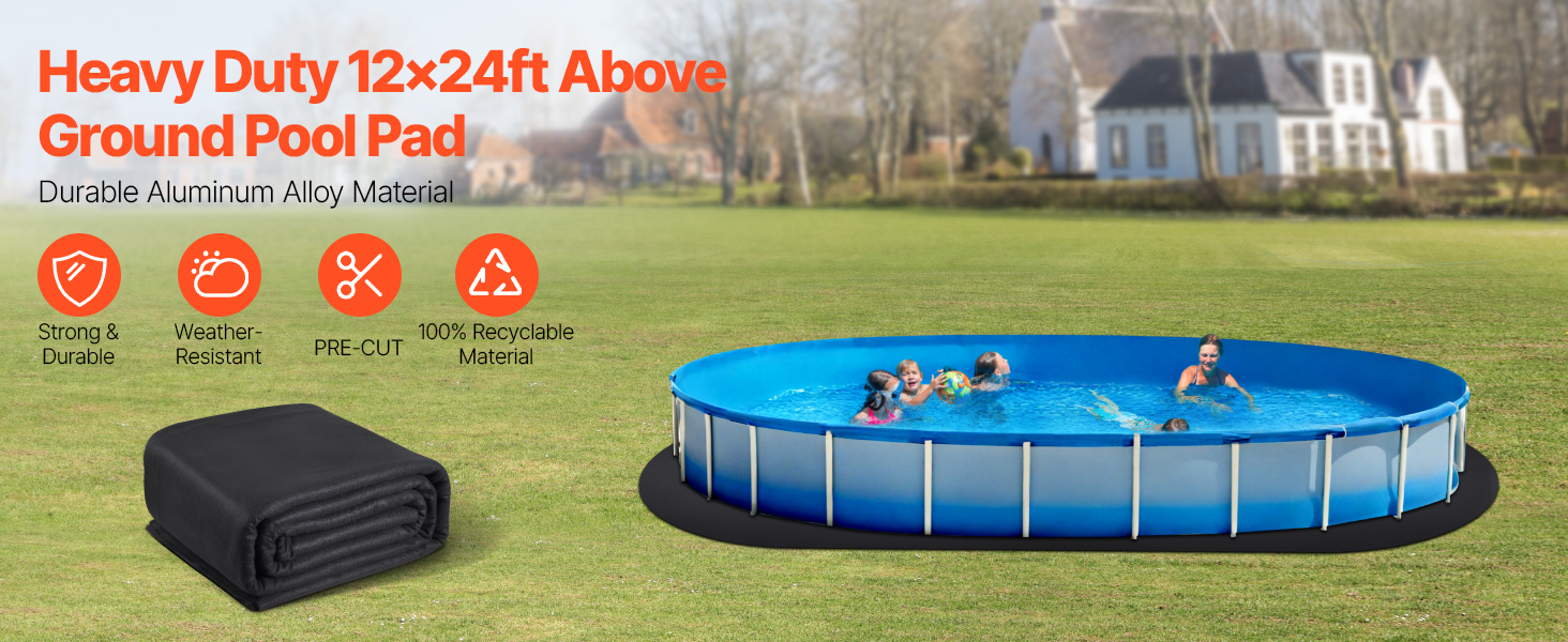 VEVOR 12x24 fot Oval Pool Liner Pad för ovanjordspooler Heavy Duty Pool ...