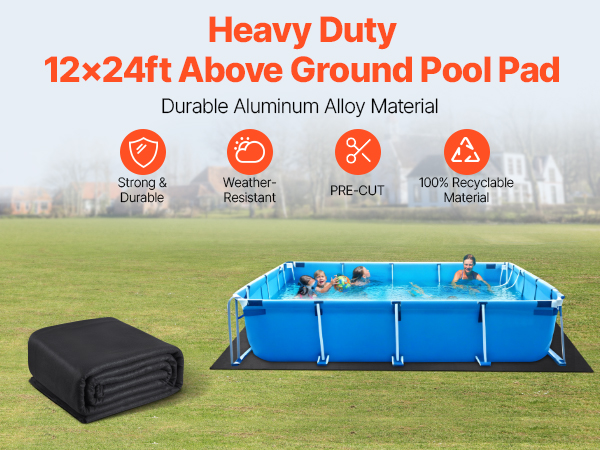 VEVOR 12x24ft Rectangle Pool Liner Pad Heavy Duty Pool Mat Prevent ...