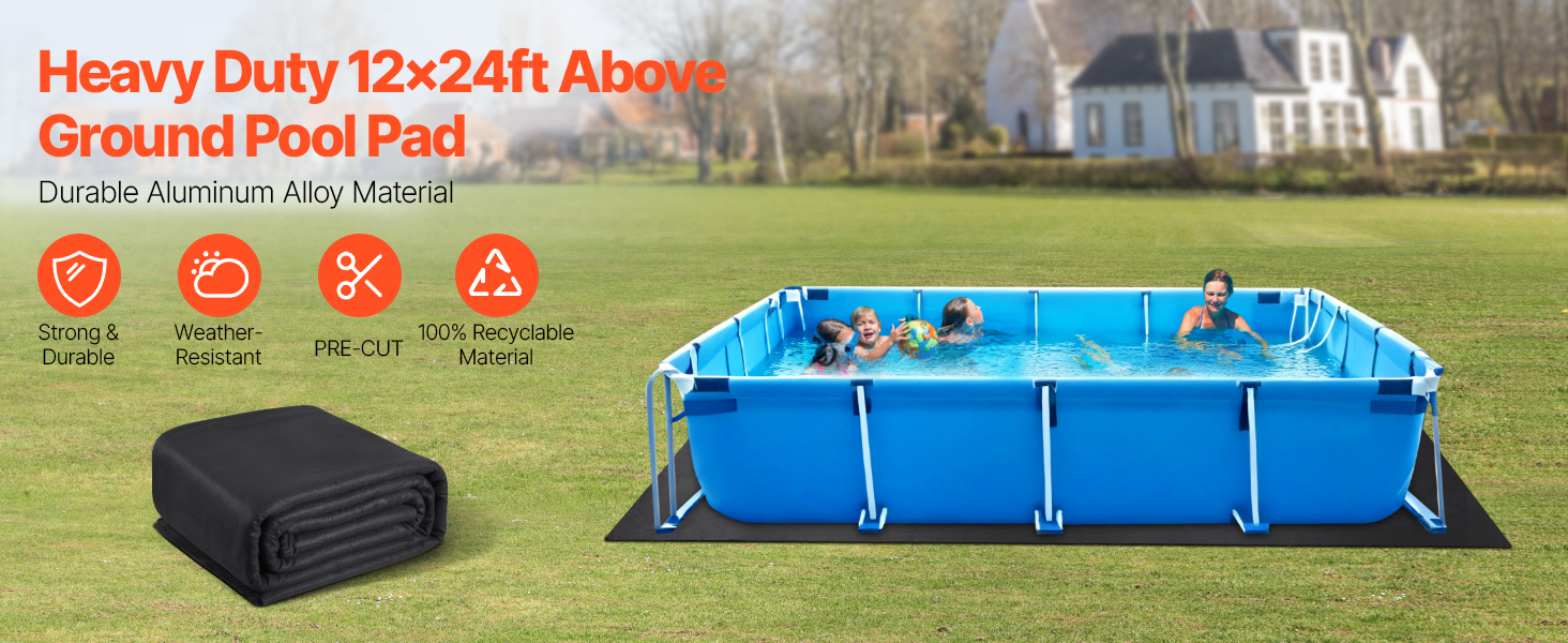 VEVOR 12x24ft Rectangle Pool Liner Pad Heavy Duty Pool Mat Prevent ...