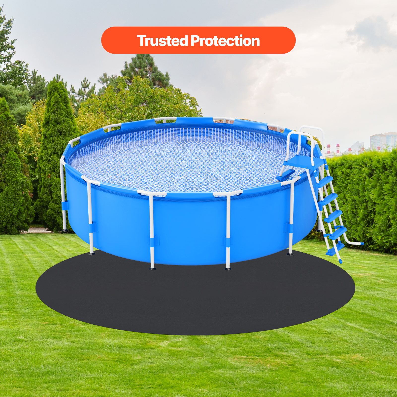 24ft Round Pool Liner Pad for Above Ground Pools Prevents Punctures ...