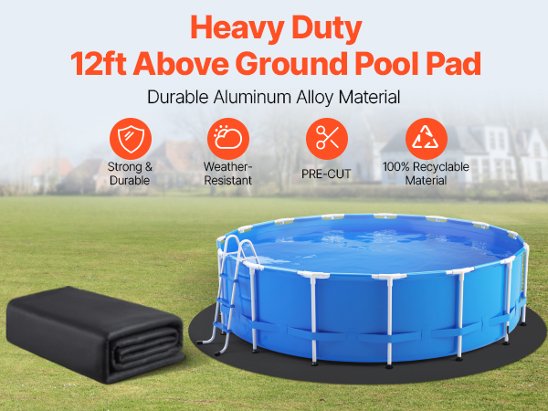 VEVOR 12ft Round Pool Liner Pad for Above Ground Pools Heavy Duty Pool ...