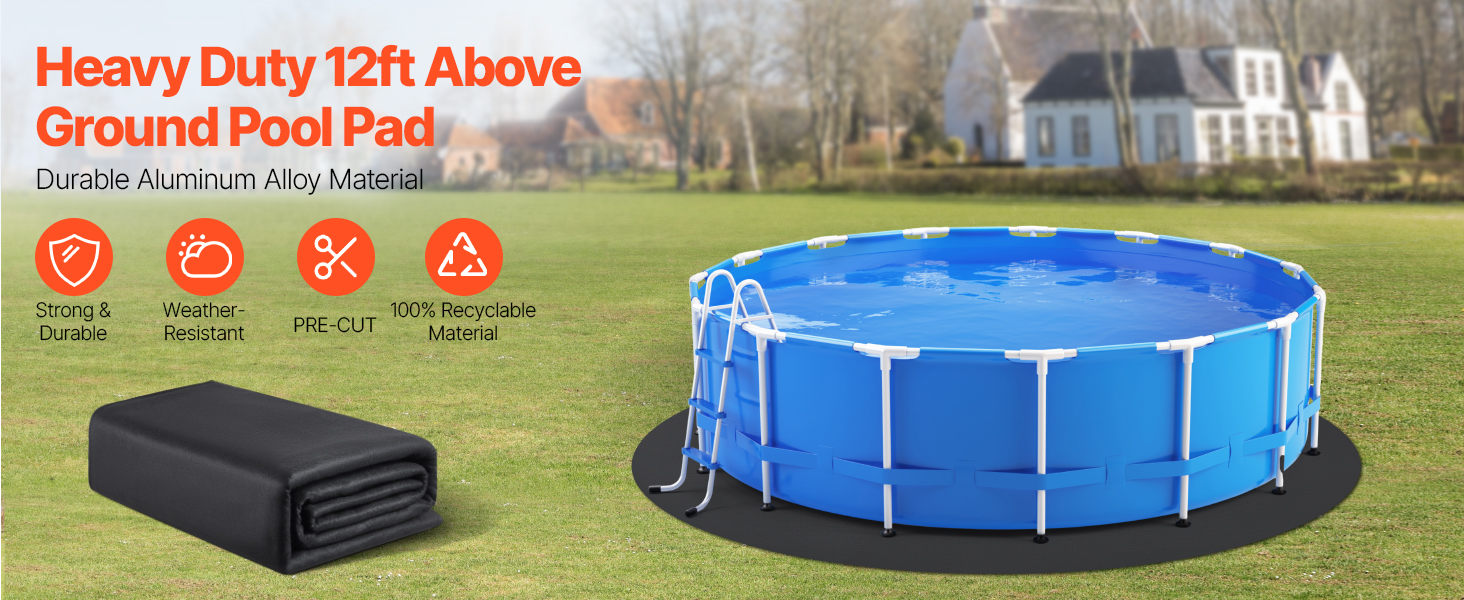 VEVOR 12ft Round Pool Liner Pad for Above Ground Pools Heavy Duty Pool ...