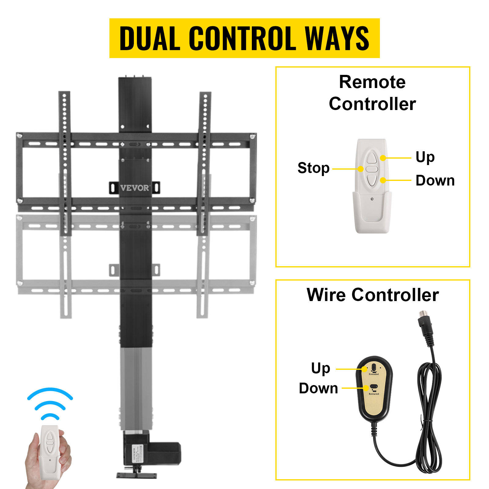VEVOR Motorized TV Lift Stroke Length 31 Inches Motorized TV Mount Fit ...