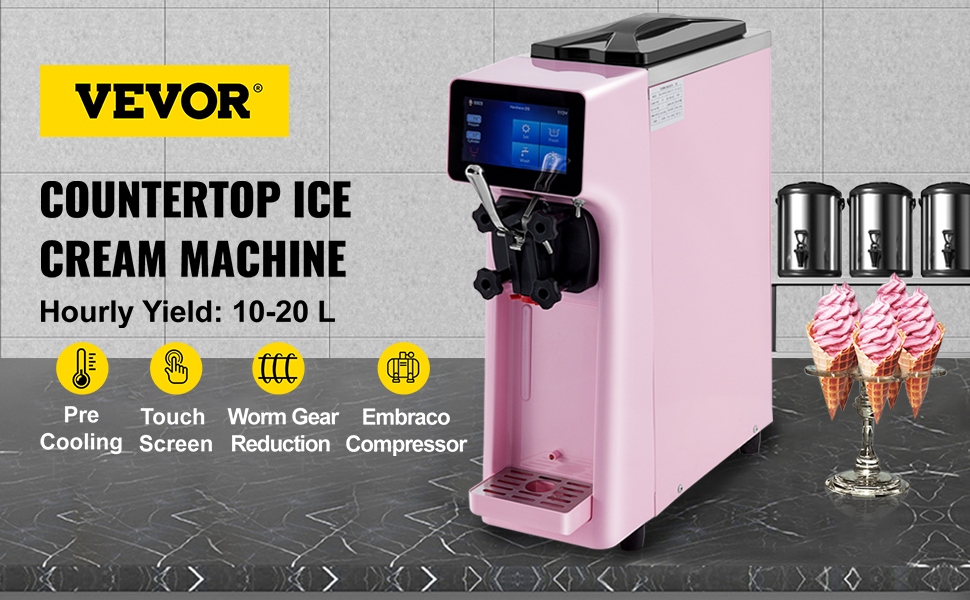 VEVOR Commercial Ice Cream Maker, 10-20L/H Yield, 1000W Countertop Soft ...