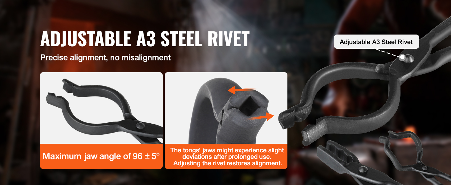 VEVOR Blacksmith Tongs, 3 PCS, V-Bit Bolt Tongs, Wolf Jaw Tongs and Z V ...