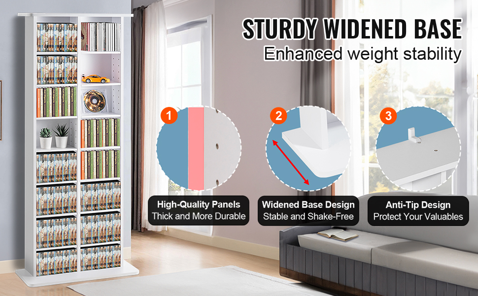 VEVOR Media Storage Cabinet, 8-Layer DVD Shelf Holds 464 CDs ...