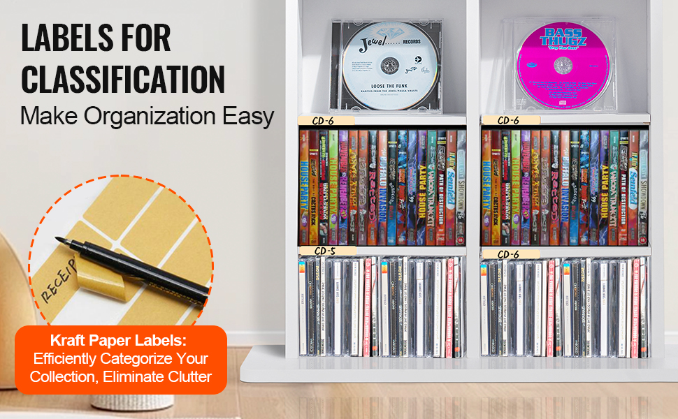 VEVOR Media Storage Cabinet, 8-Layer DVD Shelf Holds 464 CDs ...