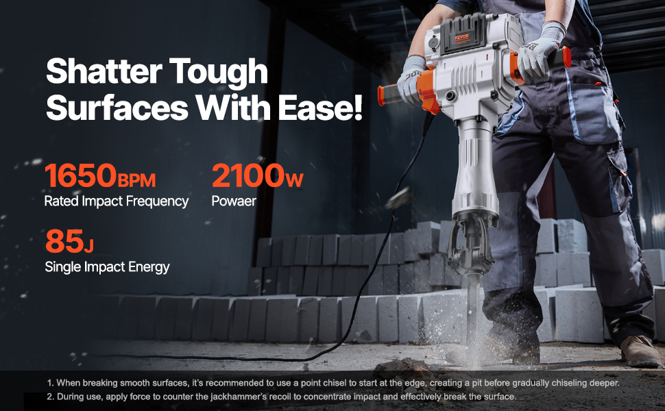 VEVOR Demolition Jack Hammer Concrete Breaker 2100W Electric Hammer 2 ...
