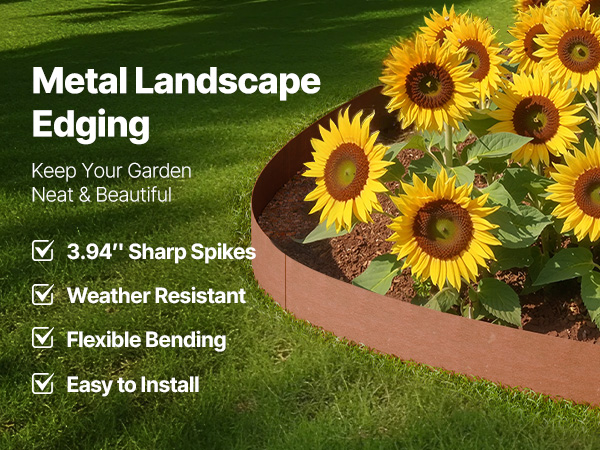 Steel Landscape Edging 4 Packs 40 x 12in Rust-Resistant Garden Edging ...
