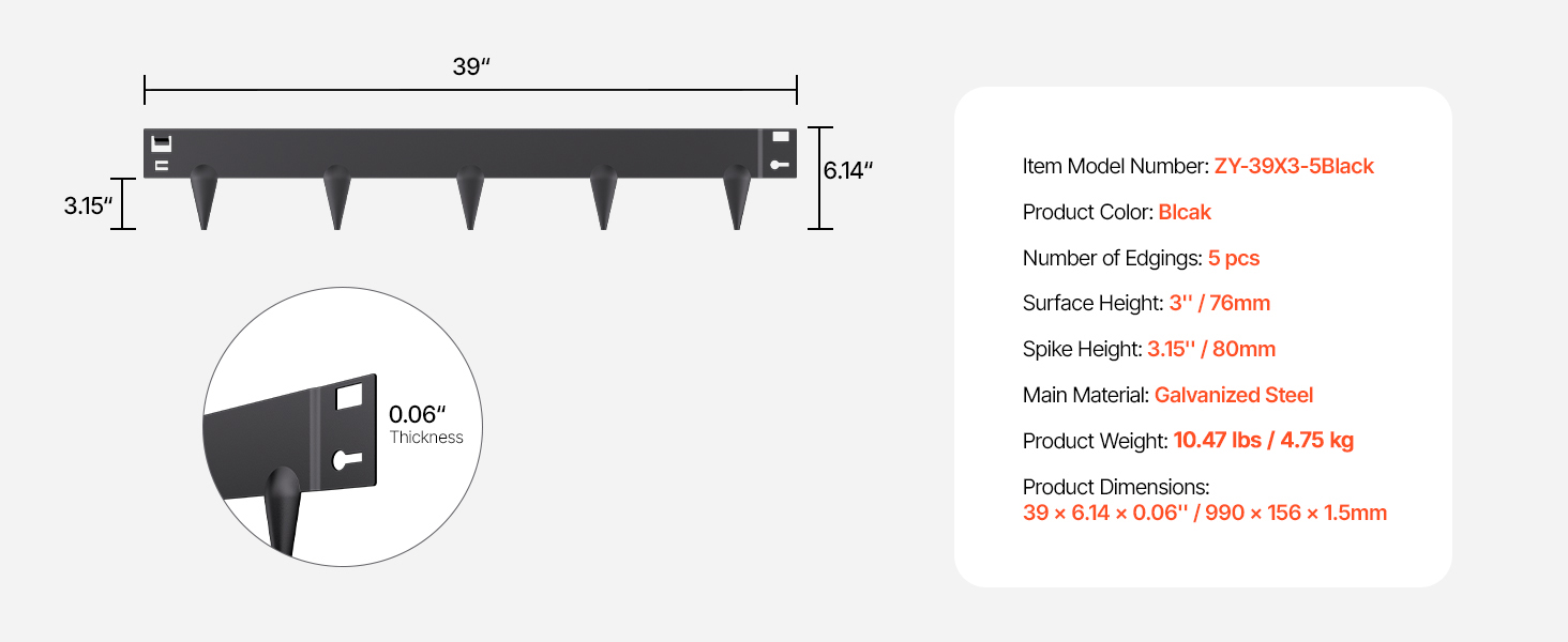 Steel Landscape Edging 5 Packs 39 x 3in Rust-Resistant Garden Edging ...