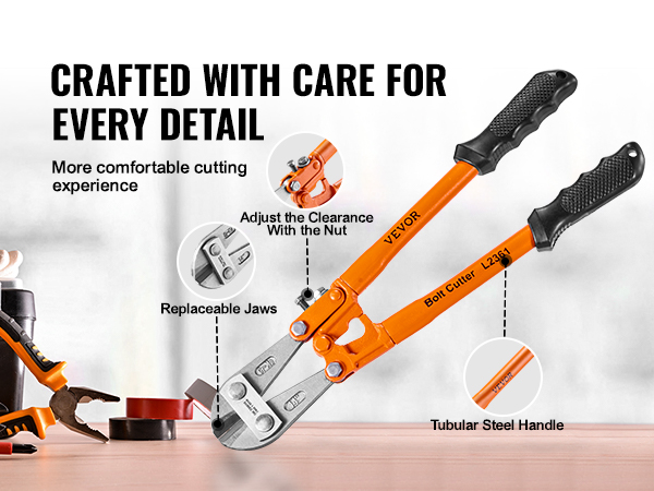 VEVOR Bolt Cutter, 18" Lock Cutter, Bi-Material Handle with Soft Rubber ...