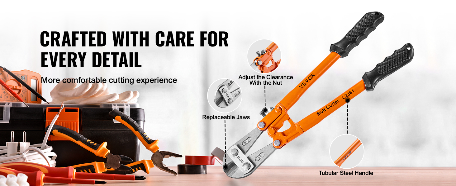 VEVOR Bolt Cutter, 18" Lock Cutter, Bi-Material Handle with Soft Rubber ...