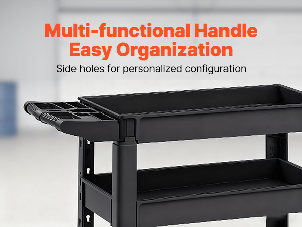 VEVOR Utility Service Cart, 3 Shelf 550LBS Heavy Duty Plastic Rolling ...