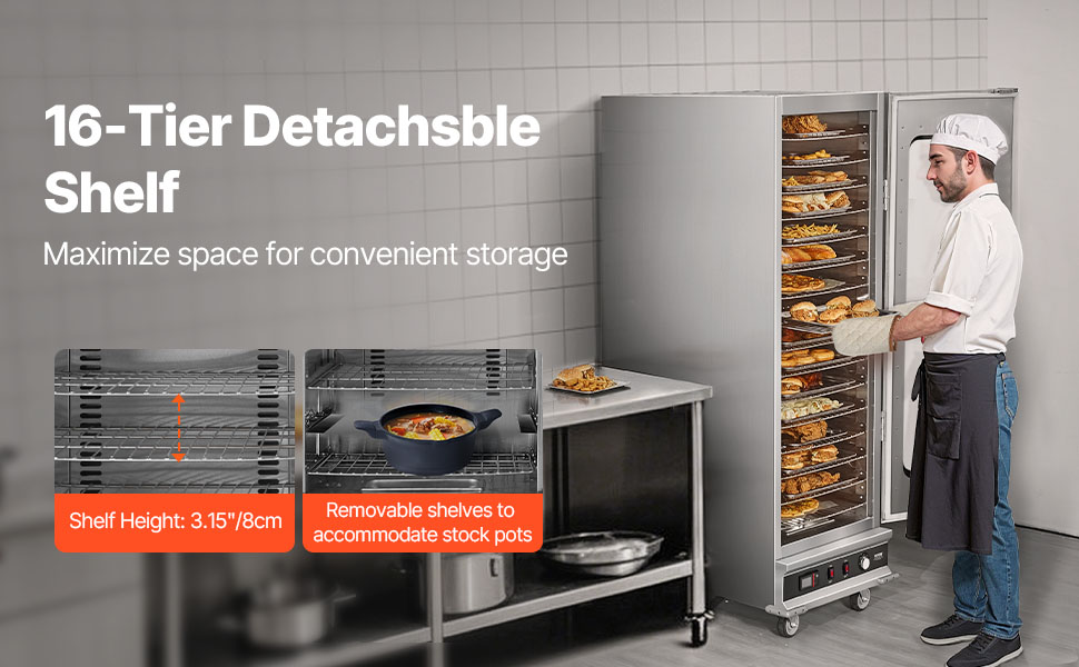 Hot Box Food Warmer 16-Tier Concession Warming Cabinet with Water Tray ...