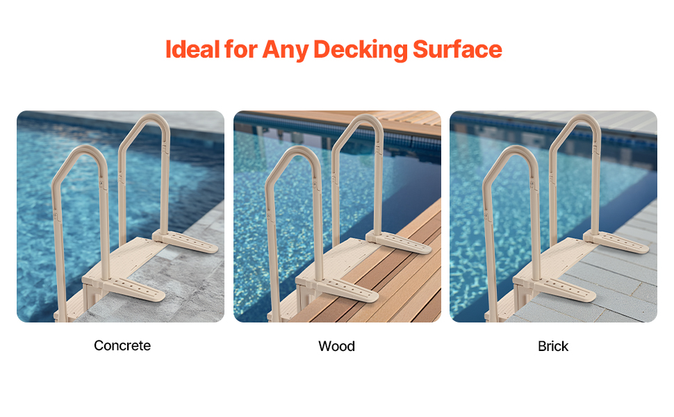 3-Step Taupe Pool Ladder of Double Handrails Supports 400 lb for 36-48 ...