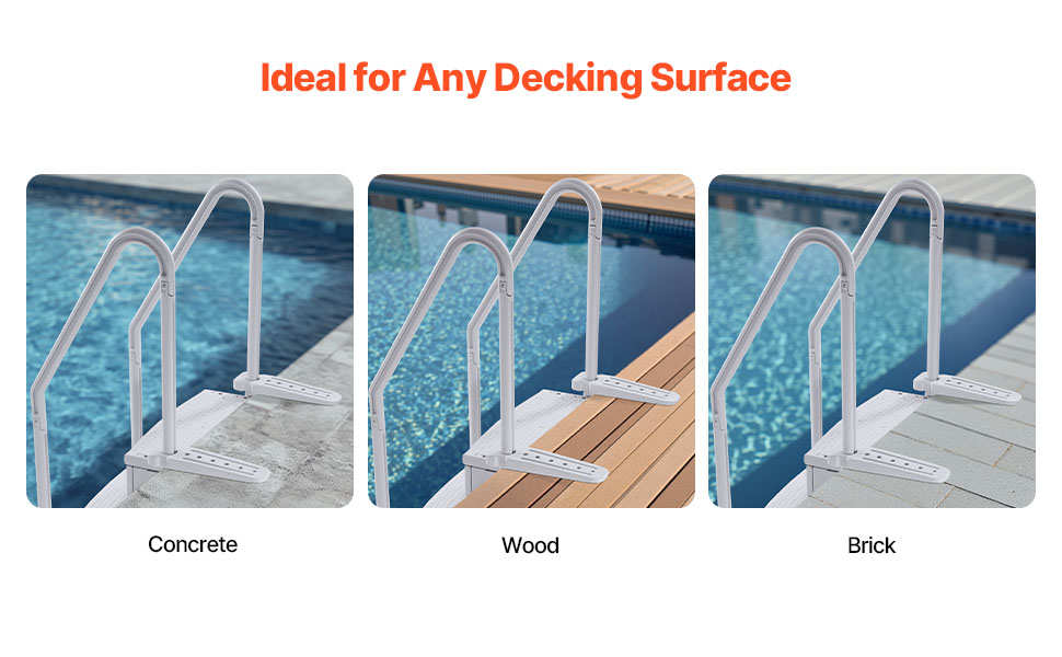 4-Step Grey Pool Ladder of Double Handrails Supports 400 lb for 48-54 ...