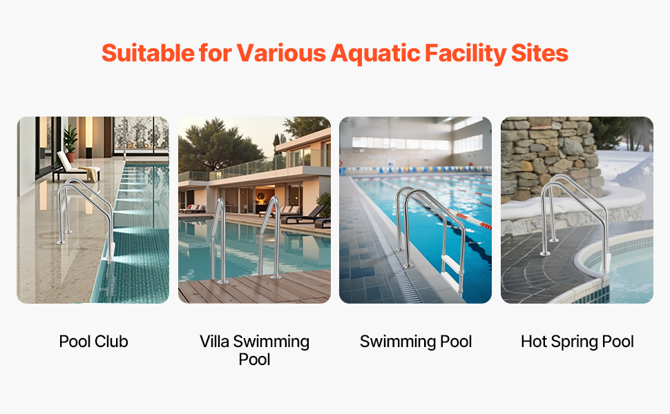 VEVOR Stainless Steel Pool Ladder 3-Step & 2 Handrails for 1219.2-1371. ...