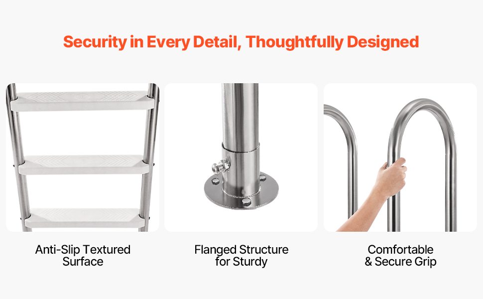 VEVOR 4-Step Stainless Steel Pool Ladder of 2 Handrail for 1371.6 mm ...