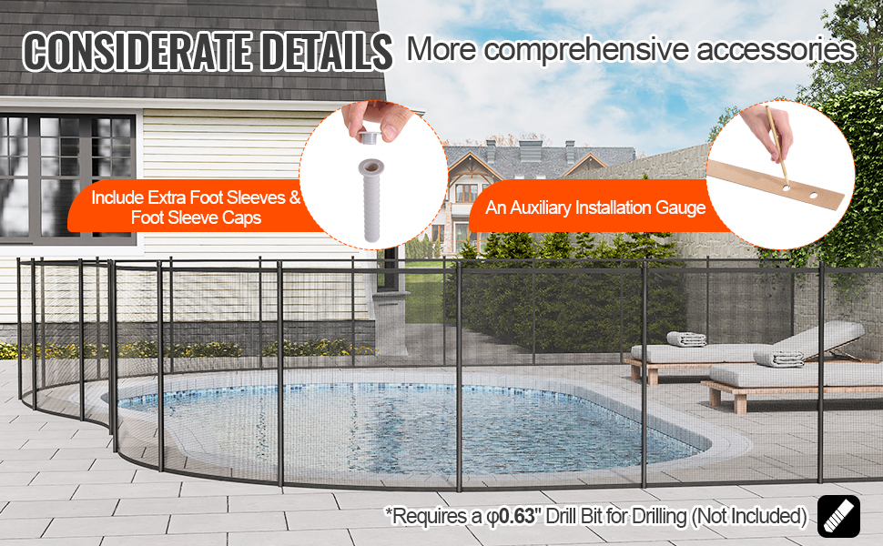 VEVOR Pool Fence, 4 x 12 FT Pool Fences for Inground Pools, Removable ...