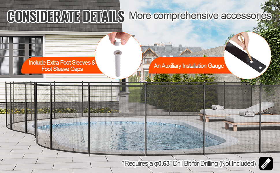 VEVOR Pool Fence 4 x 96 FT Removable Pool Fences for Inground Pools ...