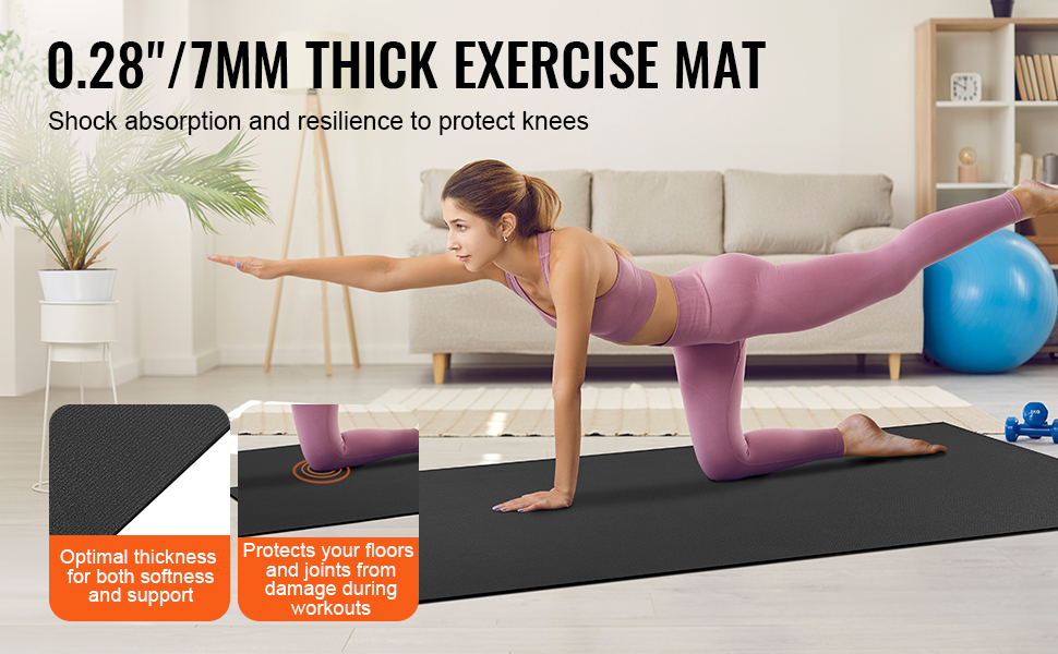 VEVOR Exercise Mat, Non Slip High Density Premium Yoga Mat, Exercise ...