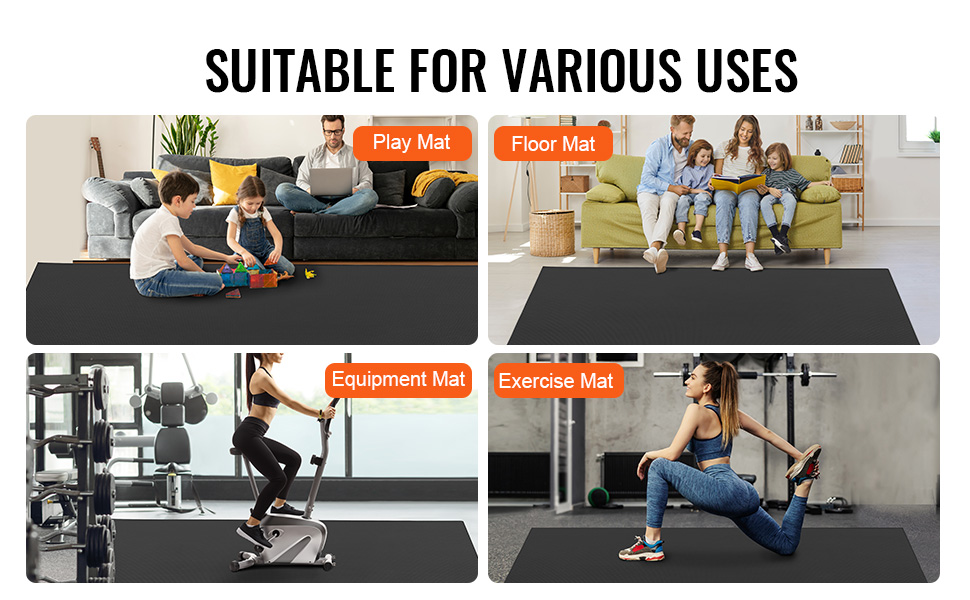 VEVOR Exercise Mat, Non Slip High Density Premium Yoga Mat, Exercise ...