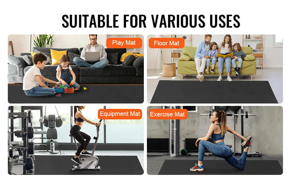 VEVOR Exercise Mat, Non Slip High Density Premium Yoga Mat, Exercise ...