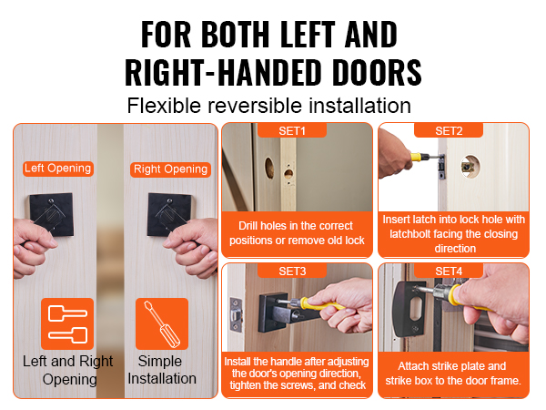 VEVOR Entry Lever Door Handle, 2 PCS Black Entry Knob, Lock and Key ...