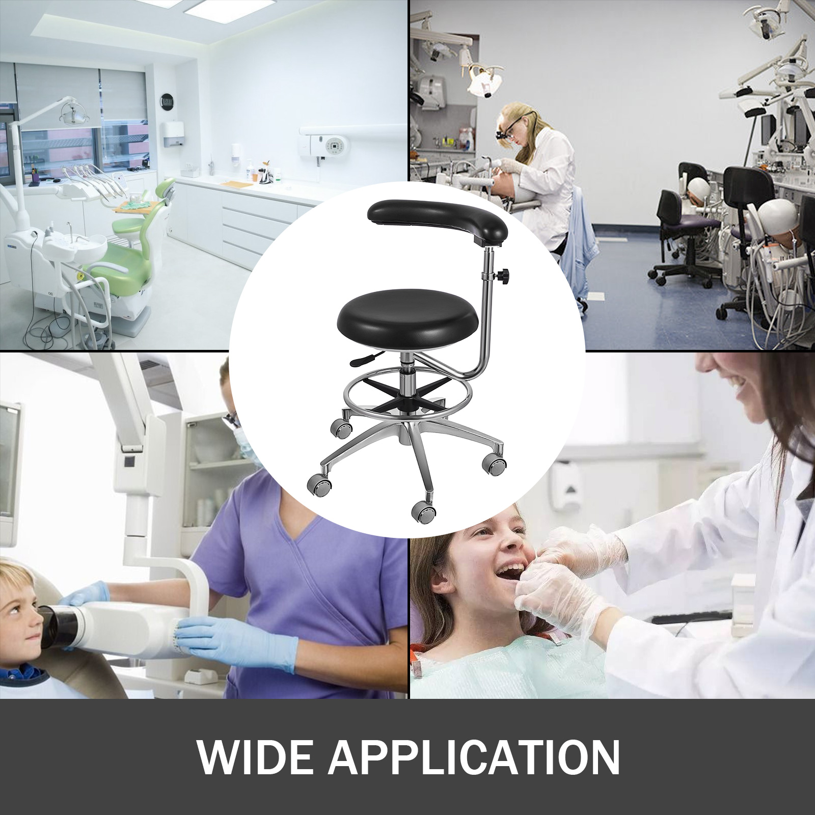 VEVOR Medical Dental Stool Dentist Chair with 360 Degree Rotation ...