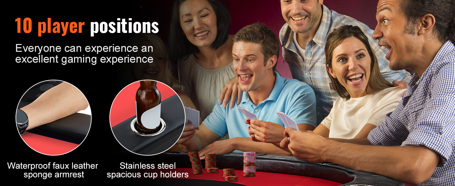 VEVOR 10 Player Foldable Poker Table, Blackjack Texas Holdem Poker ...