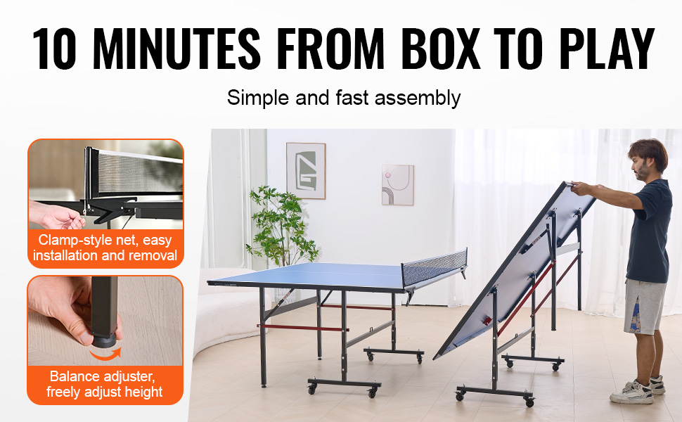 VEVOR Ping Pong Table Foldable Table Tennis Game Table Indoor with ...