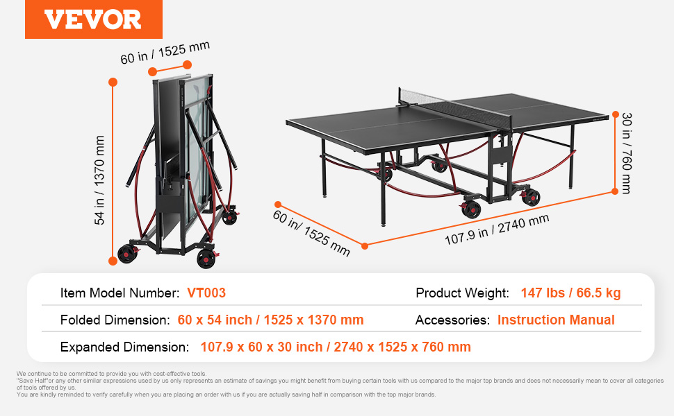 VEVOR Ping Pong Table Foldable Table Tennis Game Table Indoor Outdoor ...