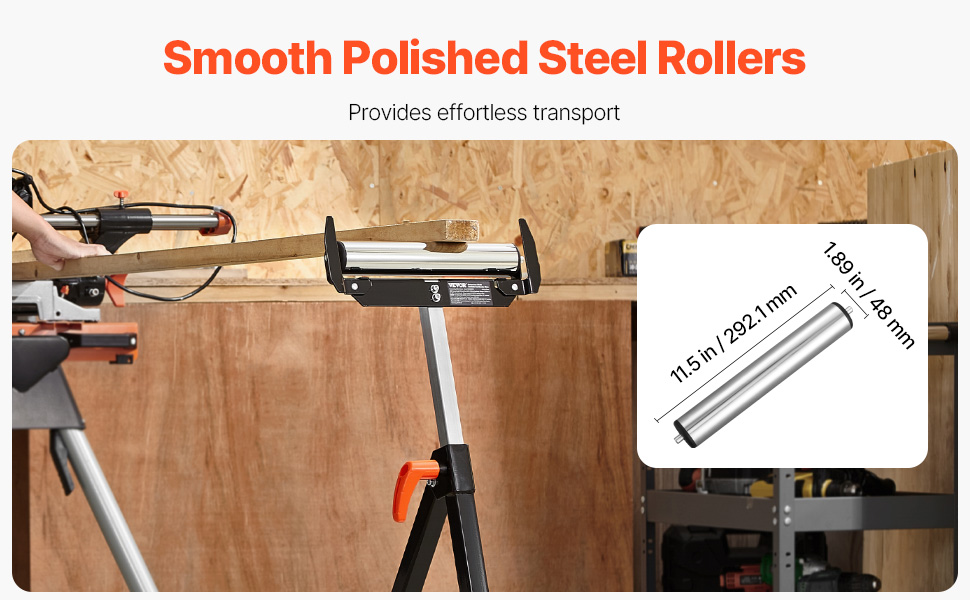 VEVOR Woodworking Roller Stand Max Load 113 kg Adjustable Height 685.8 ...