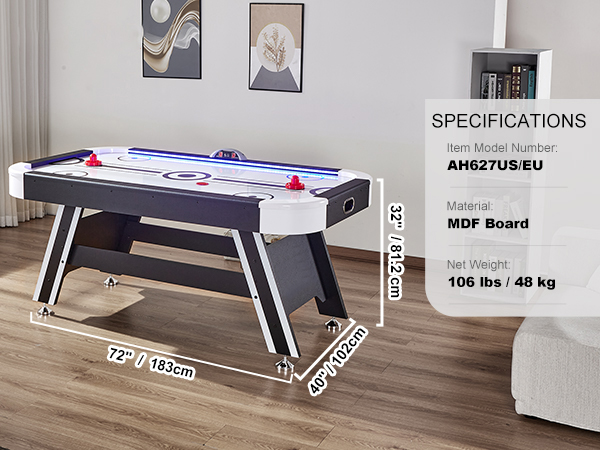 VEVOR Air-Powered Hockey Table, 72" Indoor Hockey Table for Kids and ...