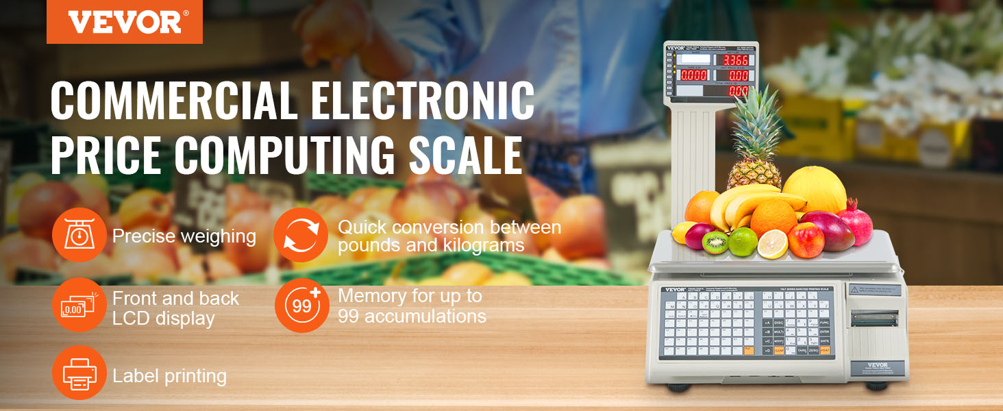 VEVOR Electronic Price Computing Scale, 66 LB Digital Deli Weight ...