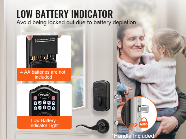 VEVOR Keyless Entry Door Lock with Handle, Electronic Keypad Entry ...
