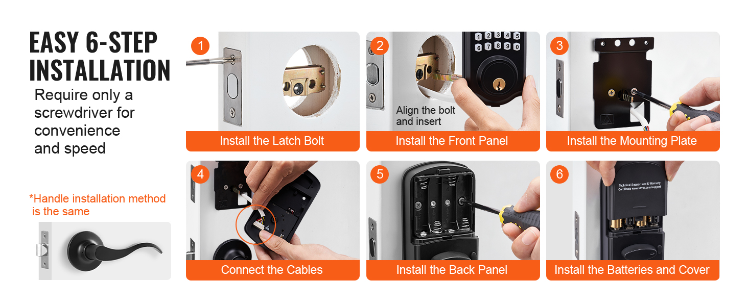 VEVOR Keyless Entry Door Lock with Handle, Electronic Keypad Entry ...