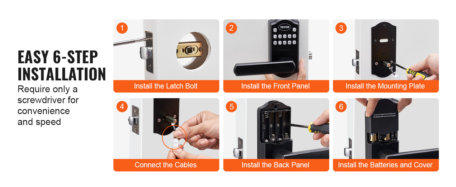 VEVOR Keyless Entry Door Lock, Electronic Keypad Entry Lever, Password ...