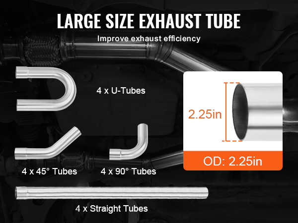 VEVOR DIY Universal Exhaust Kit 16 Pieces Exhaust Pipe Kit with Slip ...