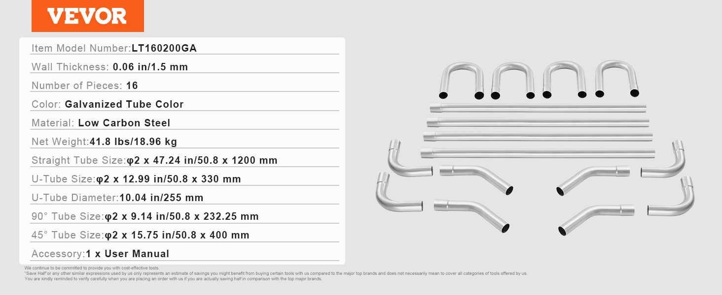 DIY Universal Exhaust Kit 16 Pieces Exhaust Pipe Kit with Slip-Fit ...