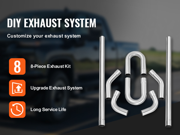 DIY Universal Exhaust Kit 8 Pieces Exhaust Pipe Kit with Slip-Fit Joint ...